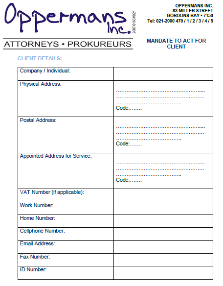 Oppermans Inc | Attorneys Strand, Gordons Bay, Somerset West